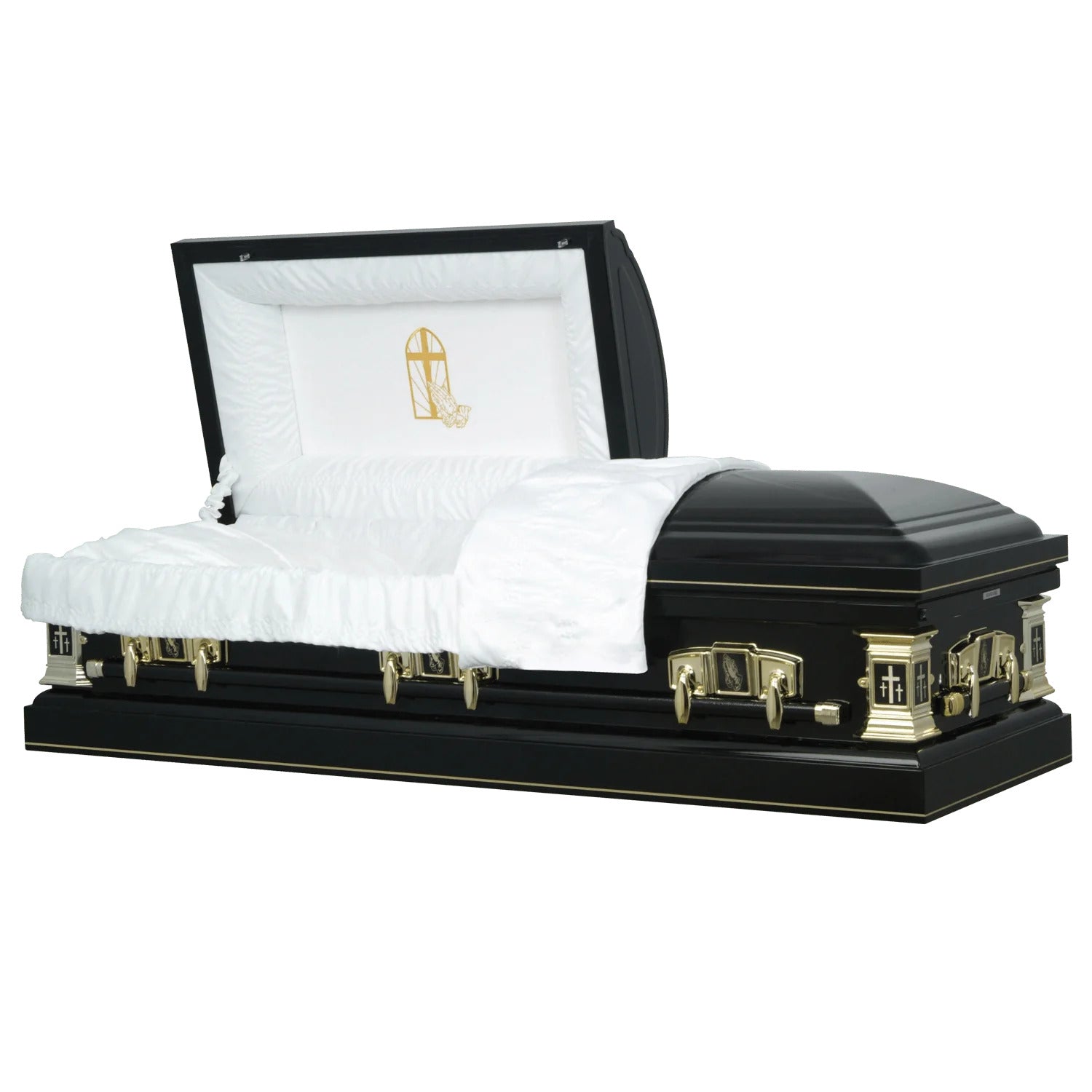 Titan Black And Gold Cross Black Steel Religious Casket Titan titan-black-and-gold-cross-black-steel-religious-casket-titan